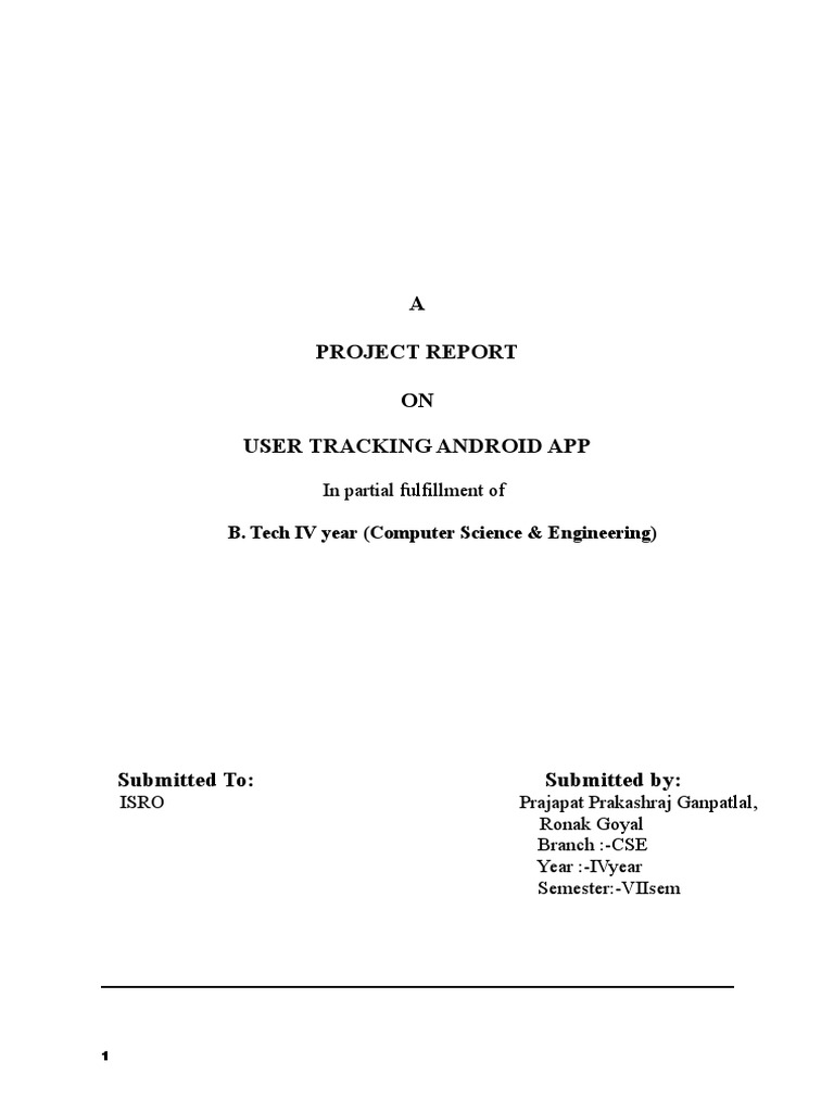 A Project Report ON User Tracking Android App: in Partial Fulfillment of | PDF | Android ...
