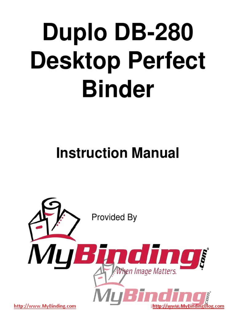 Duplo DB-280 Desktop Perfect Binder: Instruction Manual | PDF | Power ...