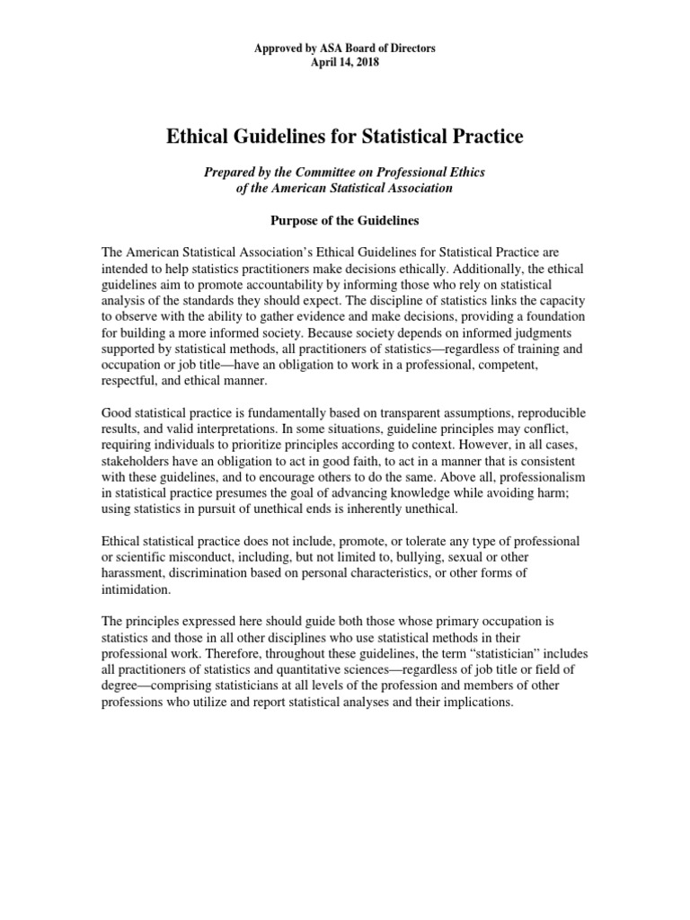Ethical Guidelines For Statistical Practice | PDF | Statistics | Data ...
