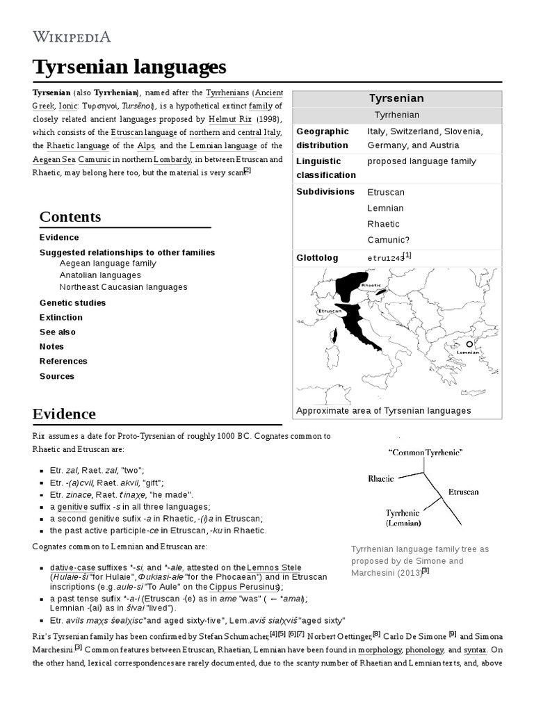 Tyrsenian Languages | PDF | Languages Of Europe | Philology