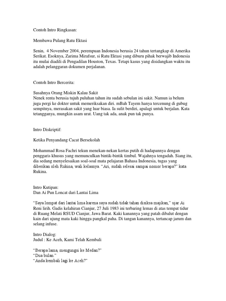 Contoh Intro Ringkasan | PDF