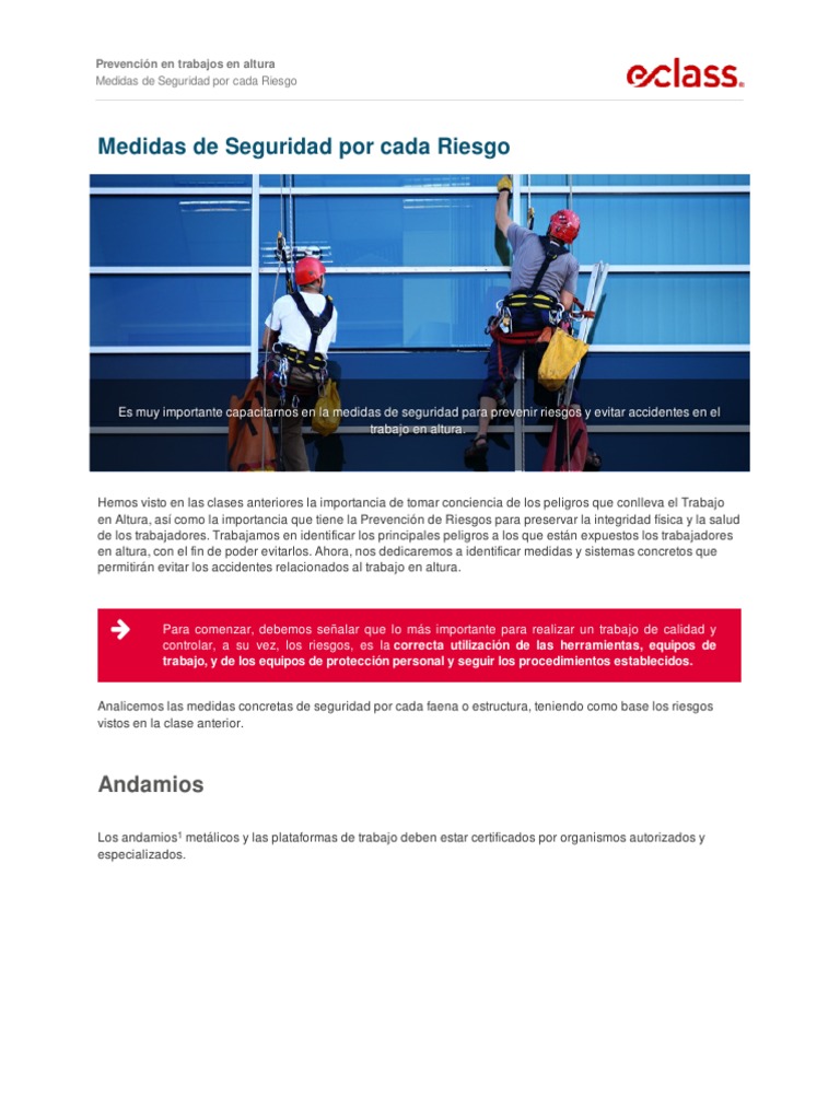 c3 A1 Medidas de Seguridad Por Cada Riesgo | PDF | Andamio | Naturaleza