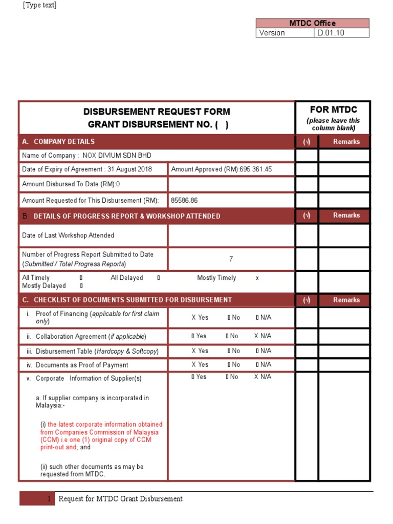 Disbursement Request Form 3rd NOX DIVIUM | PDF | Government Information ...