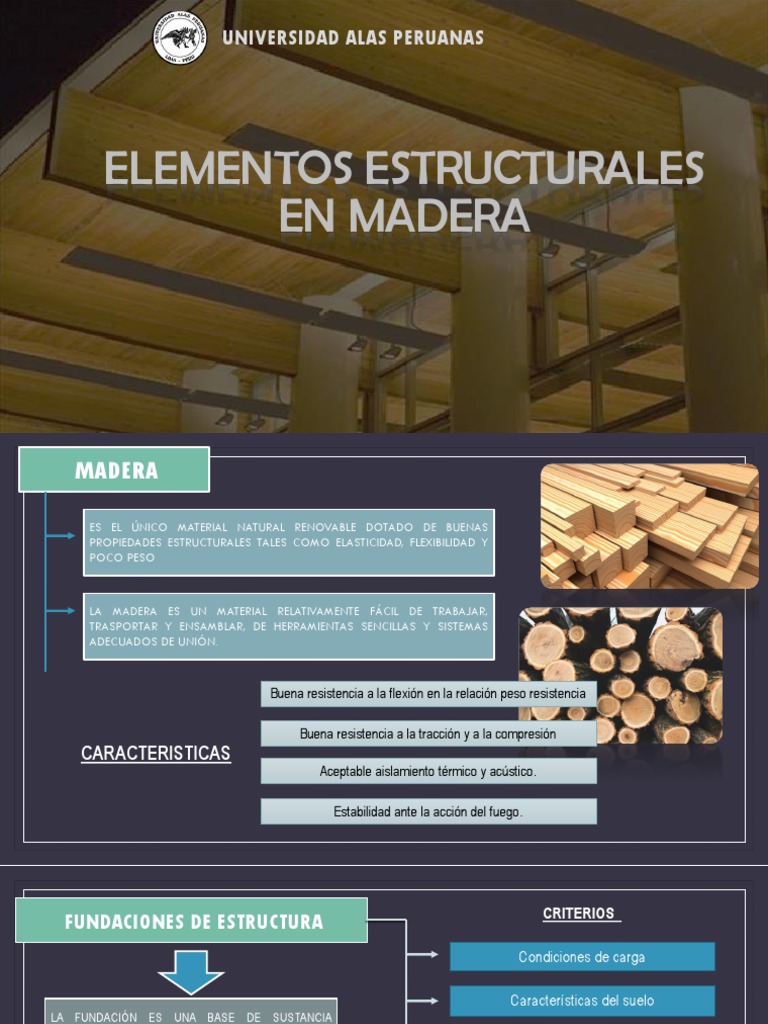 Elementos Estructurales en Madera | PDF | Fundación (Ingeniería) | Braguero