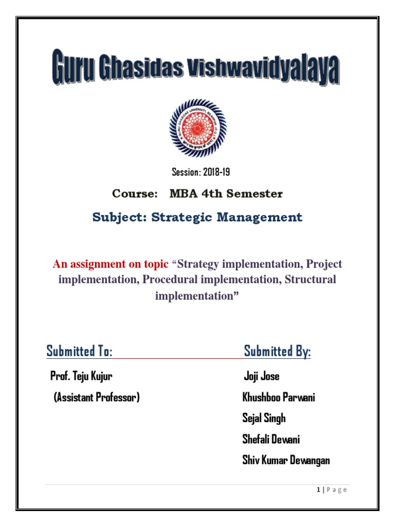 Subject: Strategic Management: Submitted To: Submitted by | PDF ...