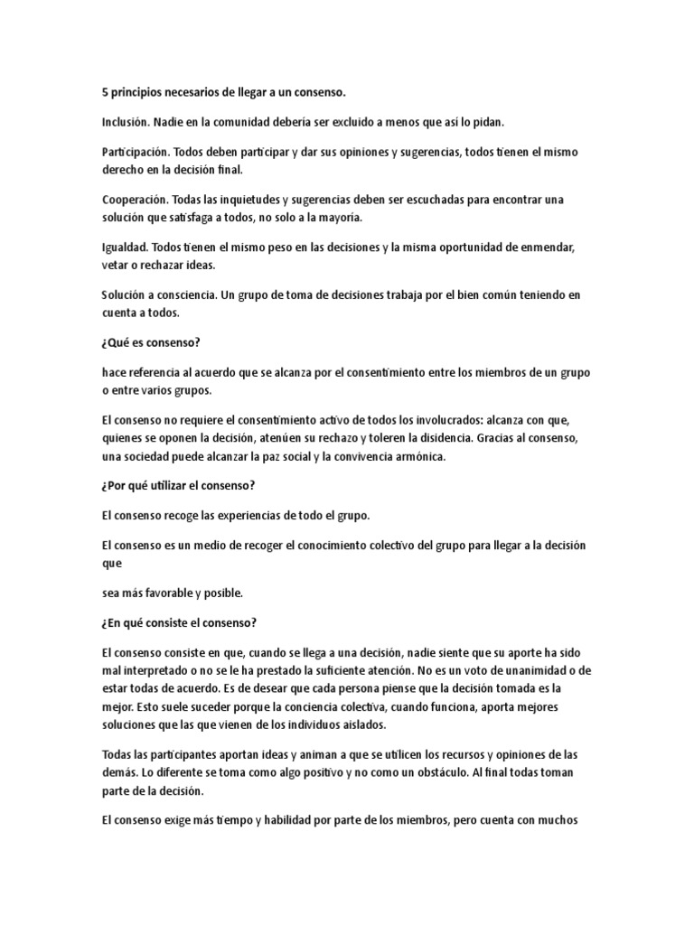 Principios Clave para Alcanzar Consenso | PDF | Toma de decisiones por ...