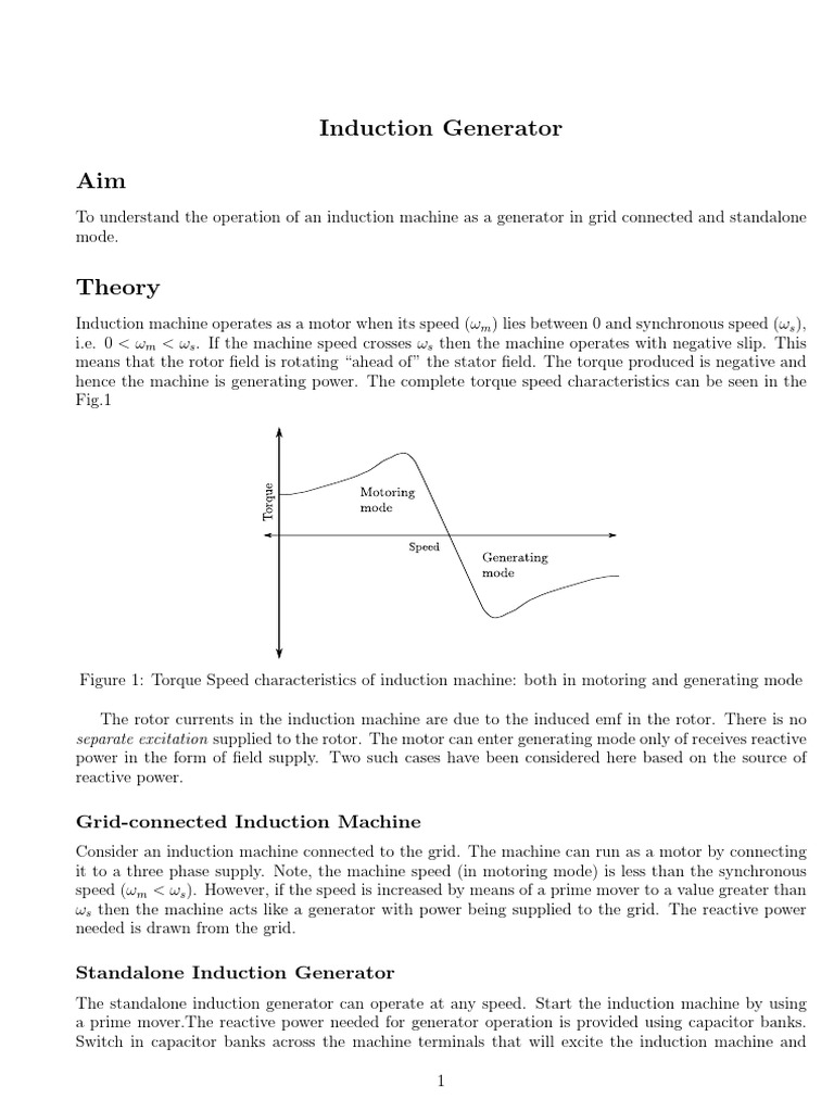 Induction Generator Aim: Grid-Connected Induction Machine | PDF | Power ...