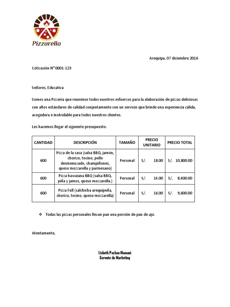 Pizzarella - TAREA 11 | PDF | Pizza | Comida rápida