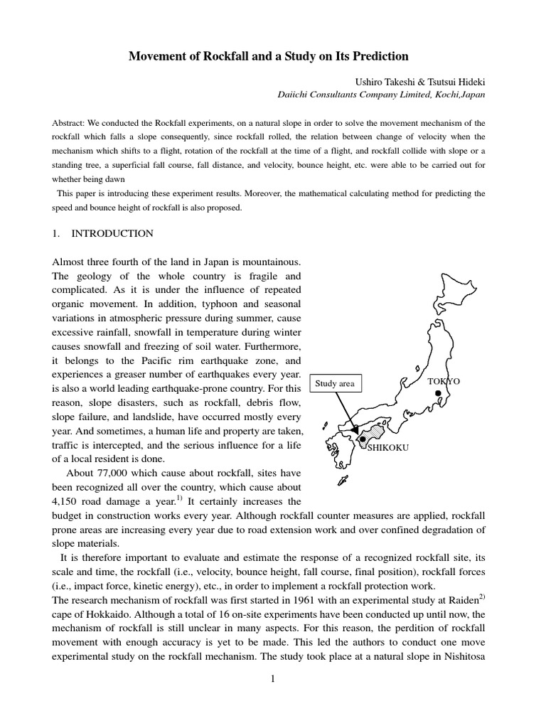 Movement of Rockfall and A Study On Its Prediction: Daiichi Consultants ...