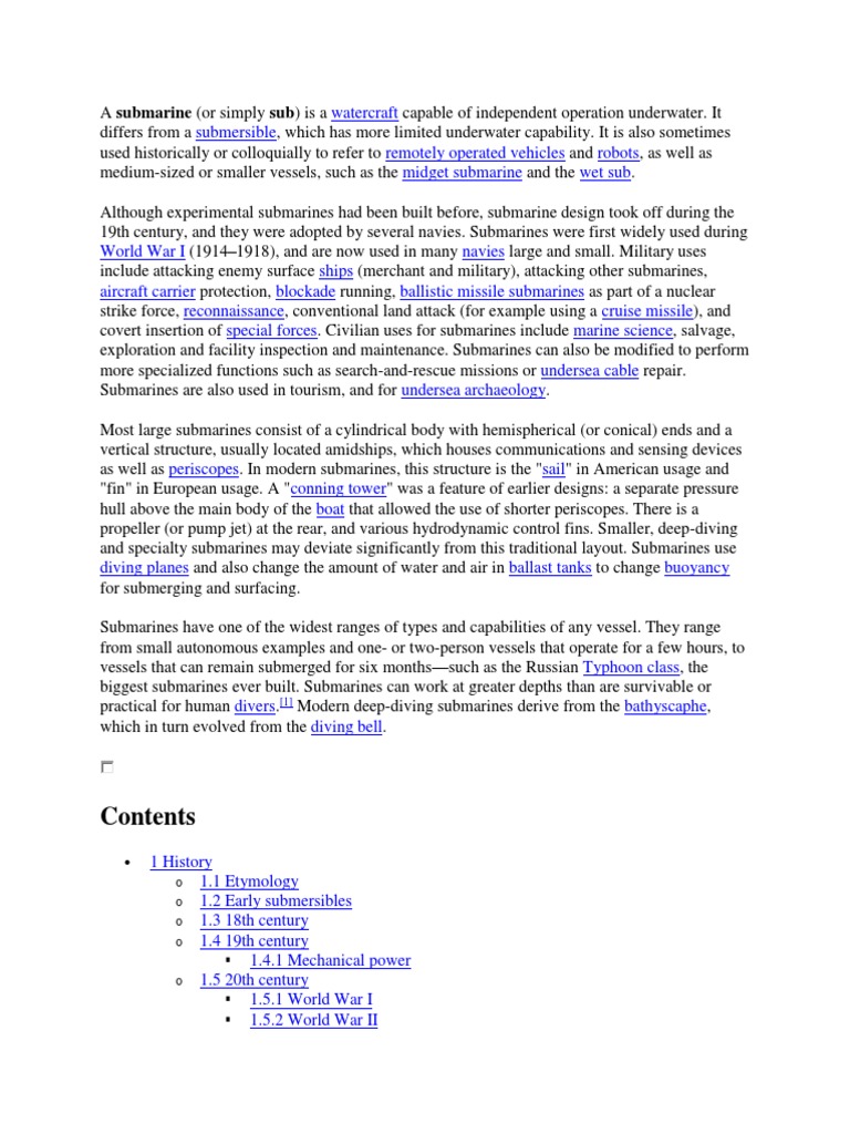 A Submarine | PDF | Submarines | Ships