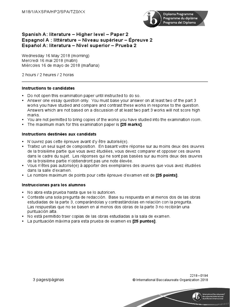 Spanish A Literature Paper 2 HL Spanish | PDF | Novelas | Teatro