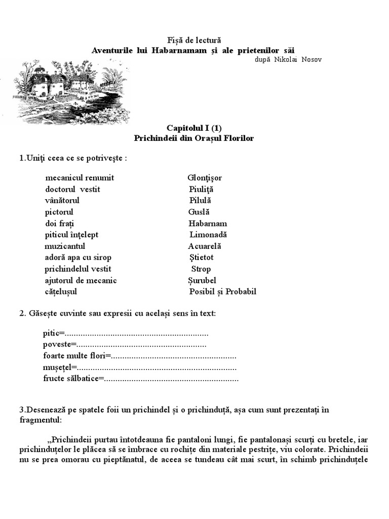 Fisa de Lectura Aventurile Lui Habarnam | PDF
