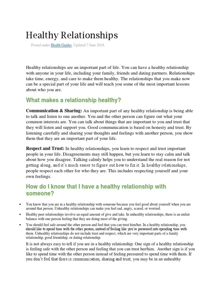 Healthy Relationships: What Makes A Relationship Healthy? | PDF ...
