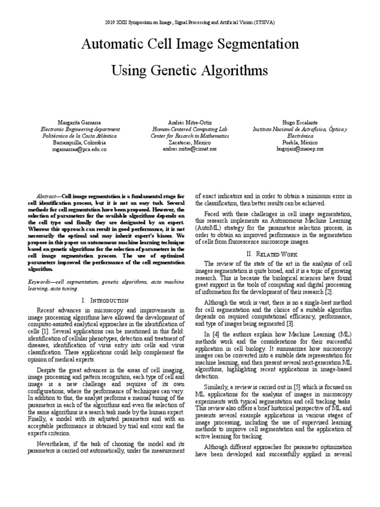 Automatic Cell Image Segmentation Using Genetic Algorithms | PDF ...