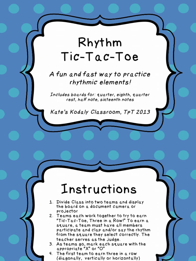 Rhythm Tic-Tac-Toe: A Fun and Fast Way To Practice Rhythmic Elements! | PDF