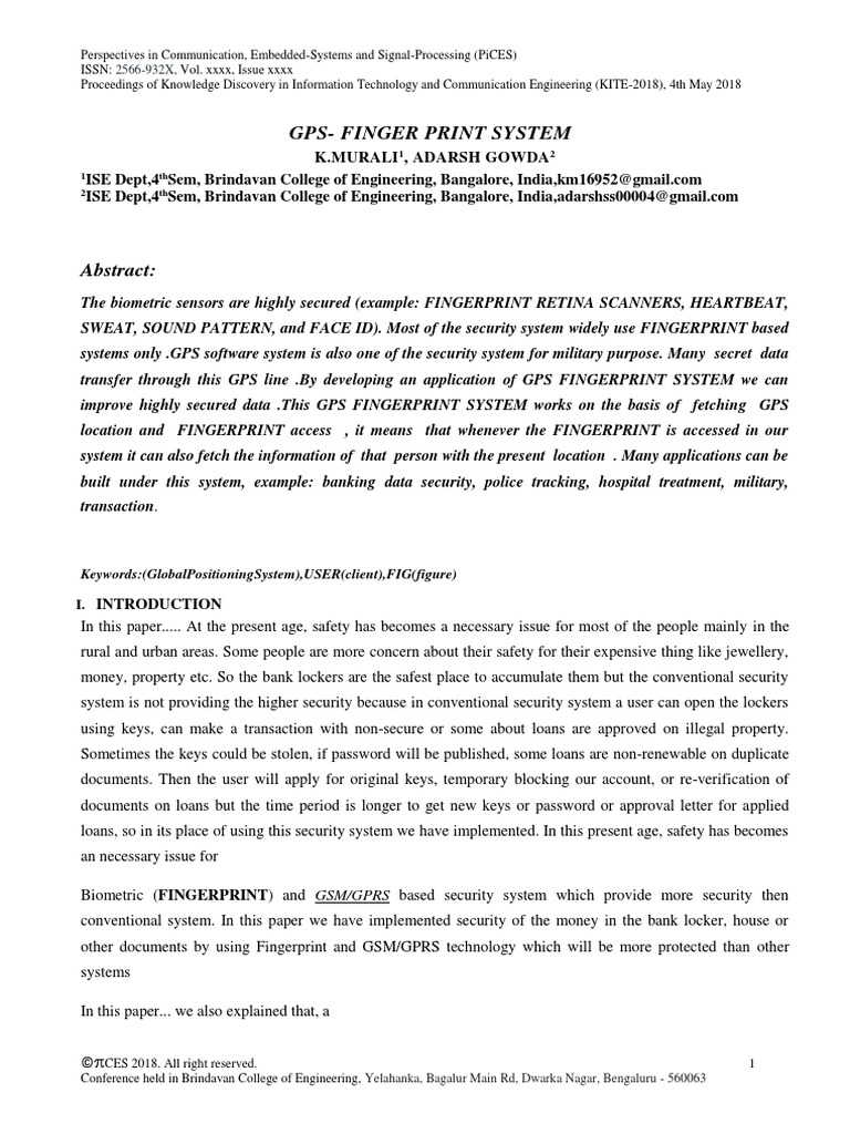 GPS Fingerprint System | PDF | Fingerprint | Biometrics