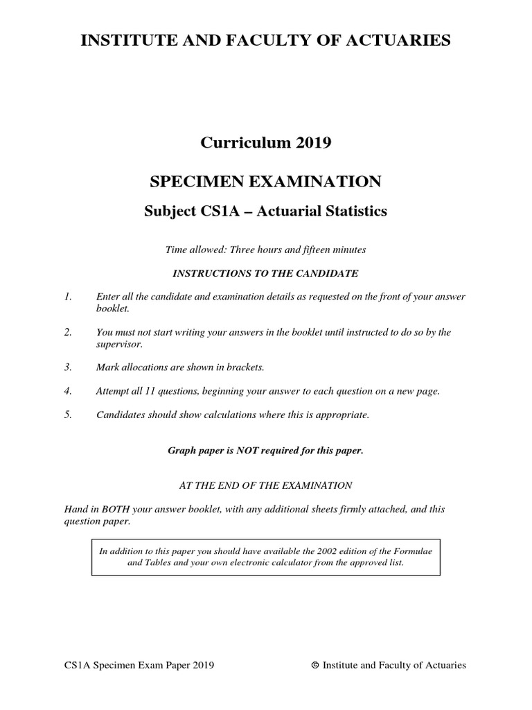 Specimen Paper CS1 | PDF | Normal Distribution | Confidence Interval