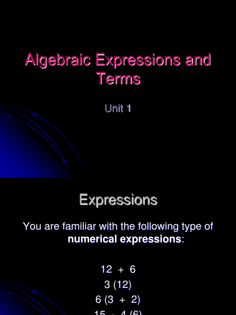 Algebraic Expressions and Terms | PDF | Variable (Mathematics ...