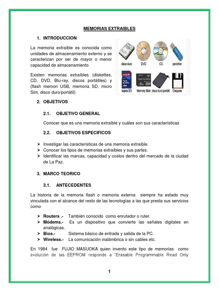 Tipos y características de memorias extraíbles | PDF | USB | Equipo de ...