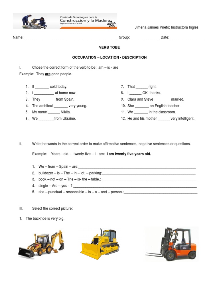 Verb Tobe Occupation - Location - Description | PDF