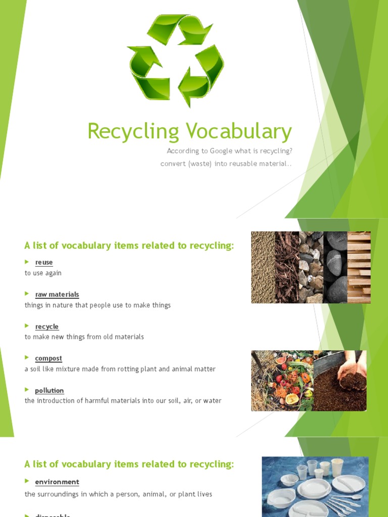 Recycling Vocabulary | PDF