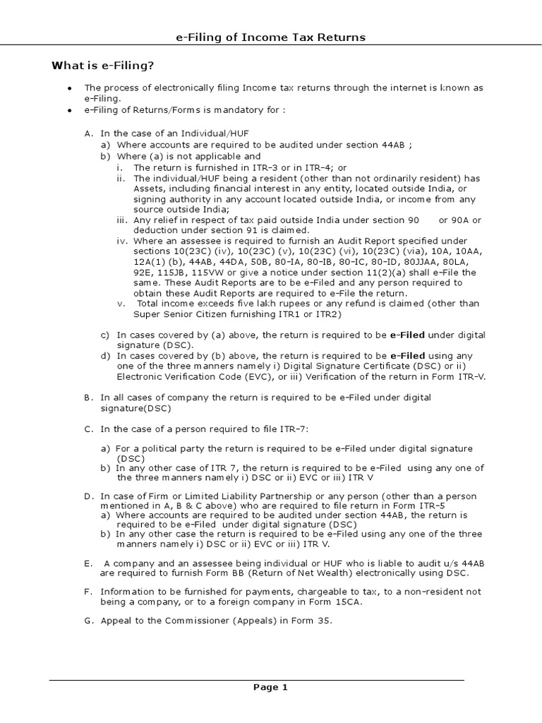 E Filing PDF | PDF | Income Tax In India | Taxation
