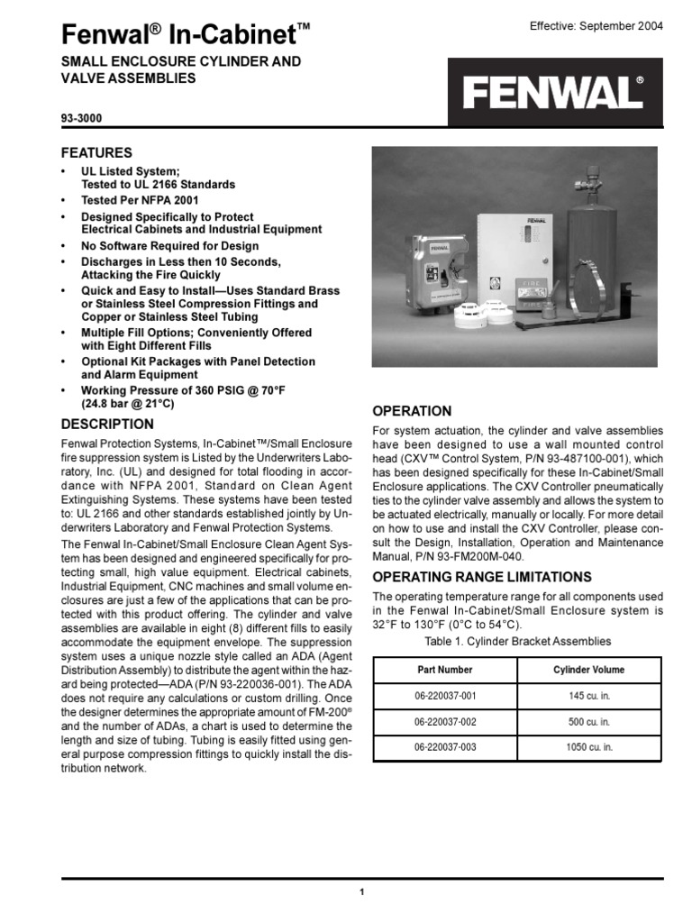Small Enclosure Cylinder and Valve Assemblies: Part Number Cylinder ...