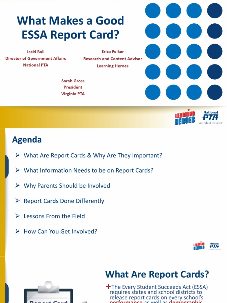 LH and National Pta What Makes A Good Essa Report Card Webinar | PDF ...
