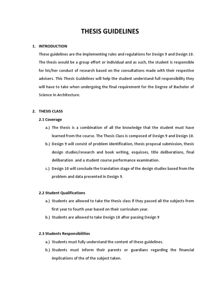 Thesis Guidelines | PDF | Thesis | Students