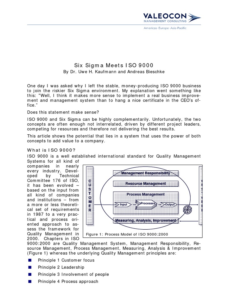 Six Sigma Meets ISO 9000 | PDF | Quality Management | Six Sigma