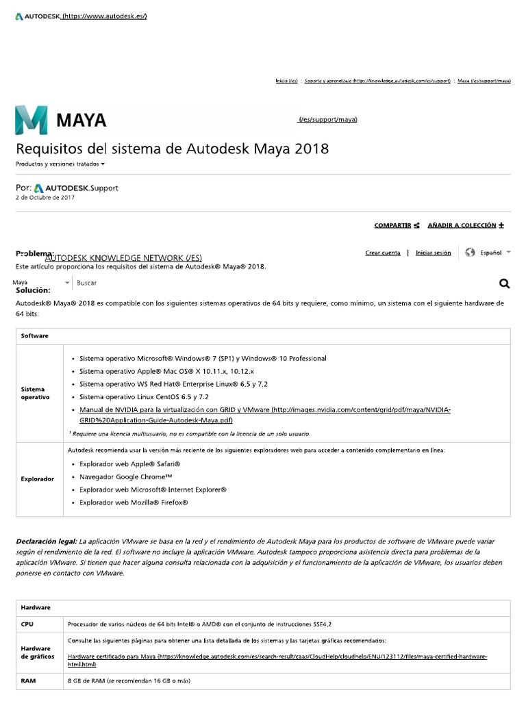 Requisitos Del Sistema de Autodesk Maya 2018 - Maya - Autodesk ...