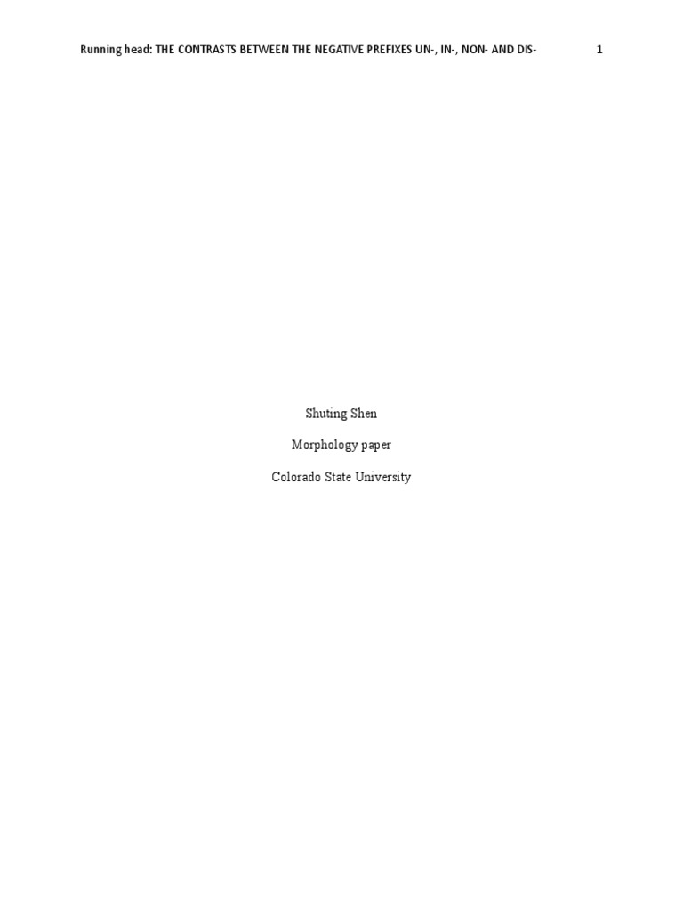 The Contrasts Between The Negative Prefixes Un - in - Non - and Dis ...