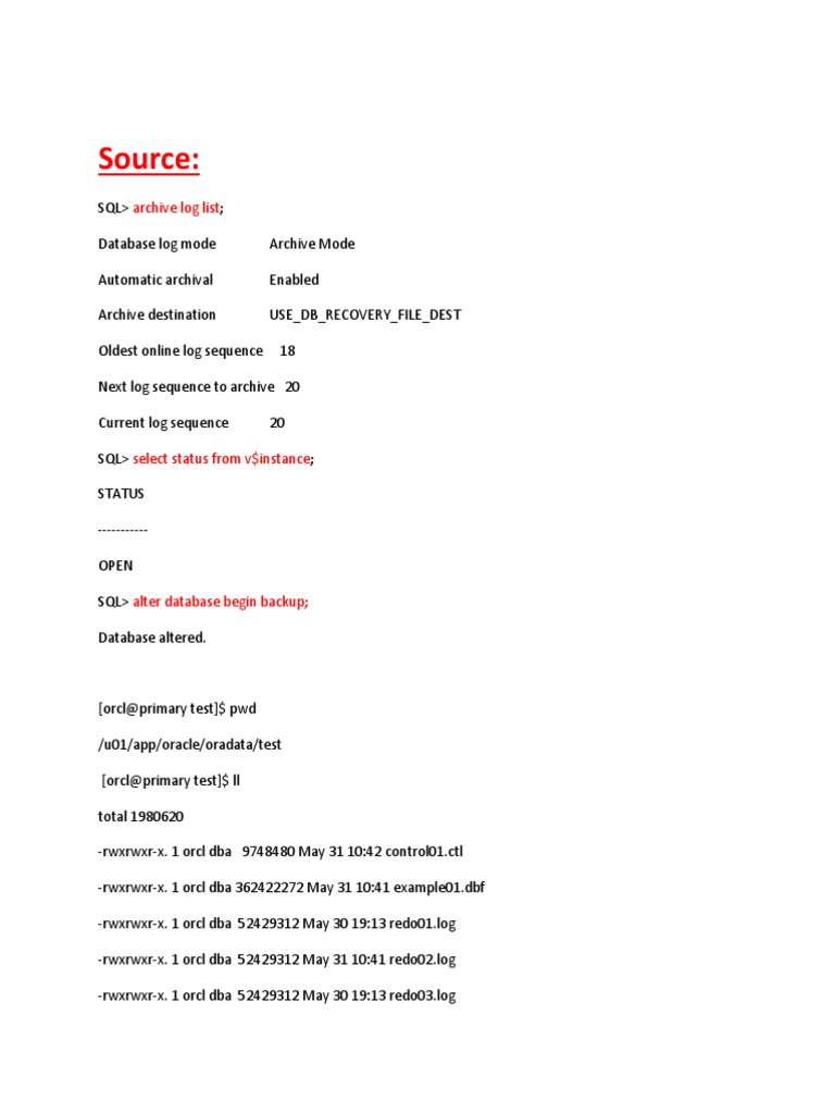 Source:: Archive Log List | PDF | Oracle Database | Data