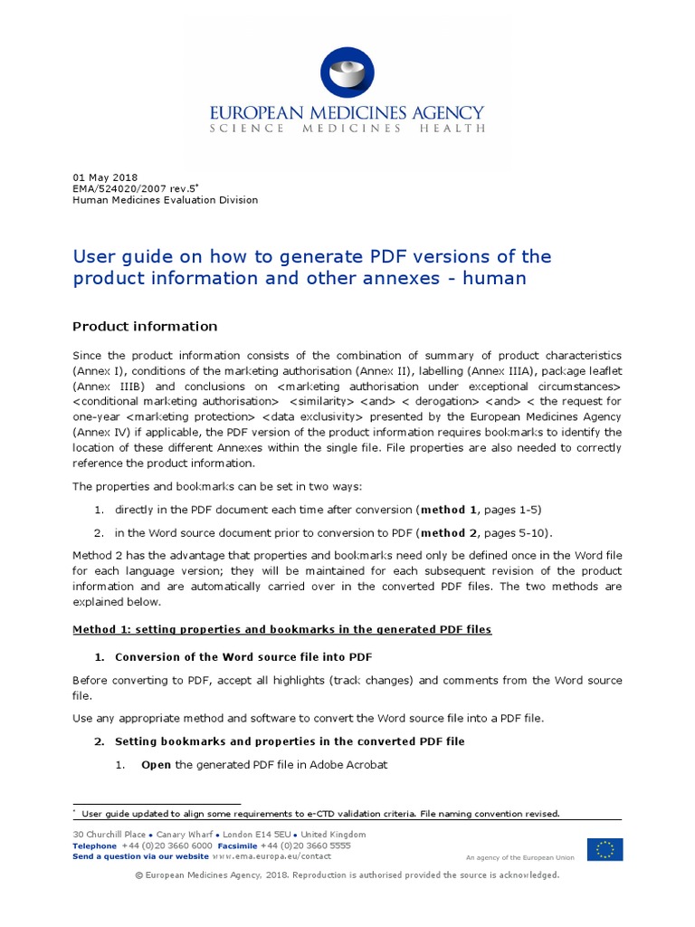 User Guide On How To Generate PDF Versions of The Product Information ...
