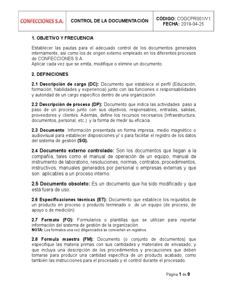 Control de La Documentacion2 | PDF | Tabla (base de datos) | Documento