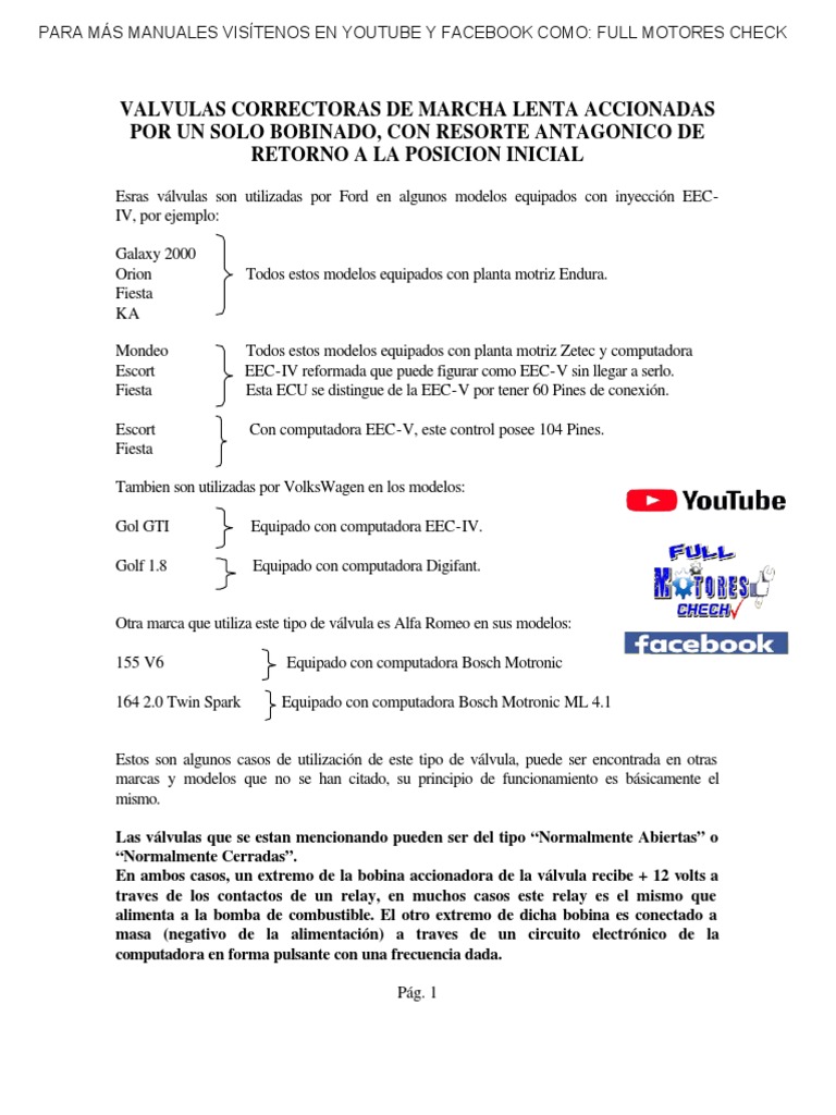 Valvulas ISC de Una Bobina | PDF | Vehículo de motor | Coche