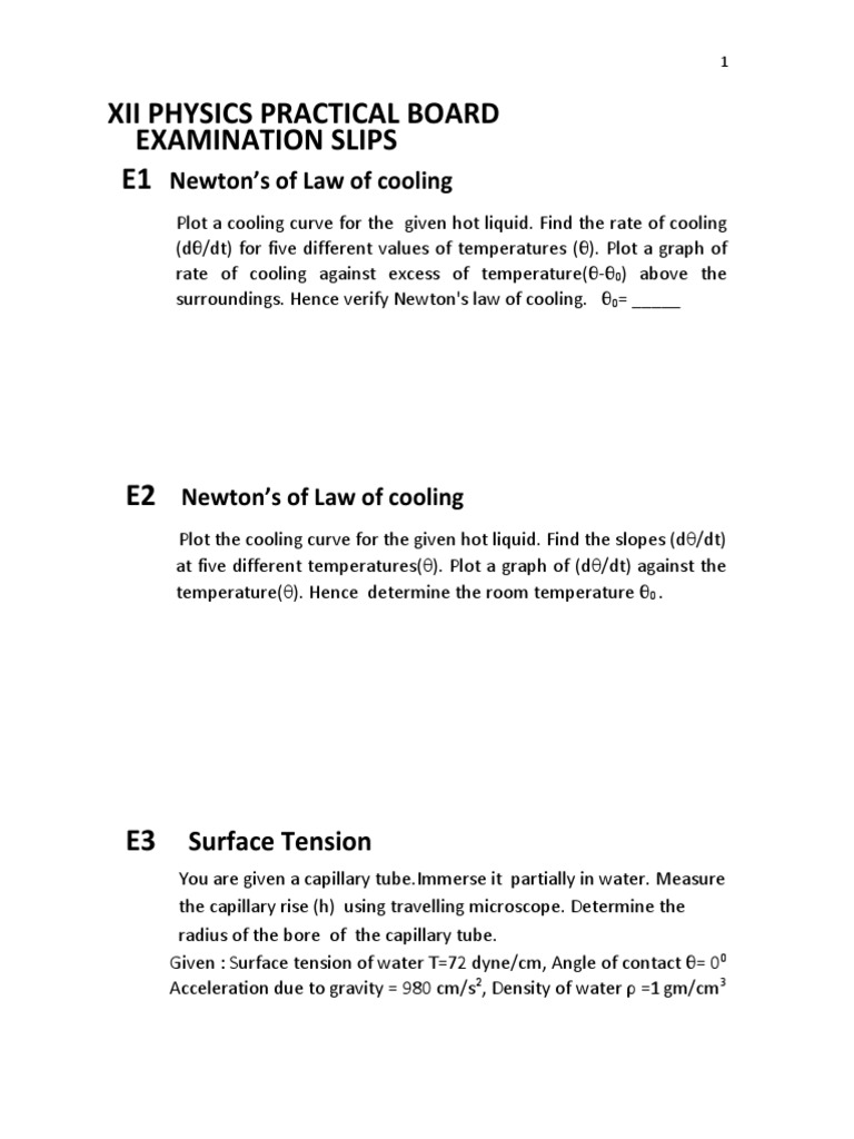 XII Physics Practical Question Slips Notes | PDF | Electrical ...