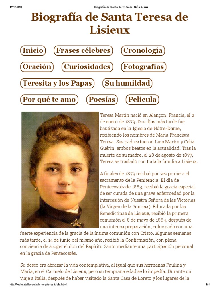 Biografía de Santa Teresita del Niño Jesús.pdf | PDF | Comportamiento ... Biografía de Santa Teresita del Niño Jesús.pdf | PDF | Comportamiento ...