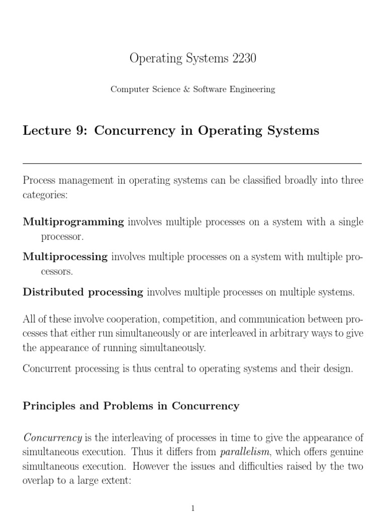 Concurrency in OS: Key Concepts | PDF | Process (Computing) | Concurrent Computing