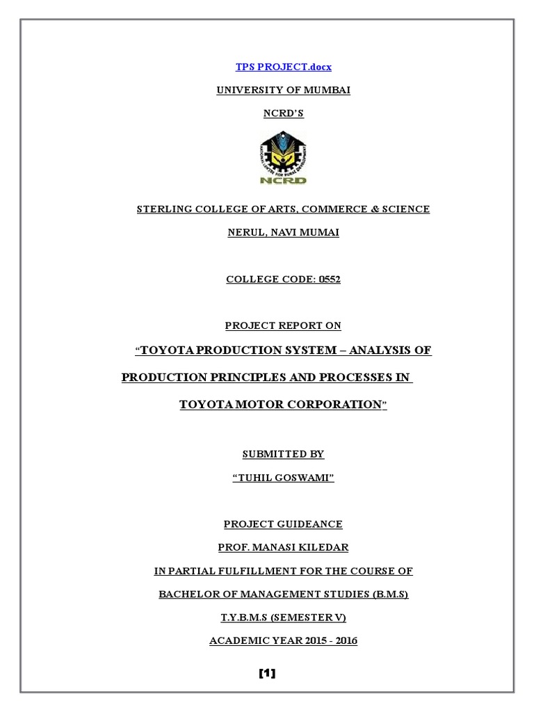 Toyota Production System Analysis of PR PDF | PDF | Lean Manufacturing ...