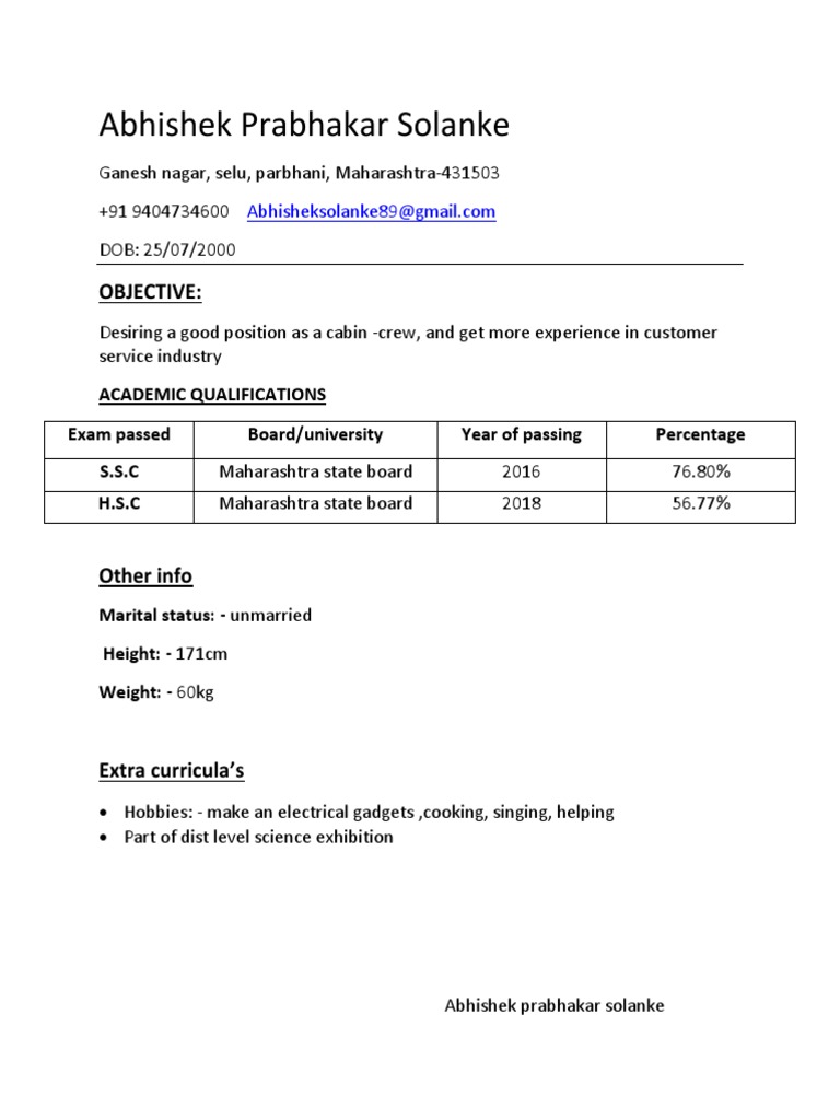 Abhishek Prabhakar Solanke's Resume | PDF