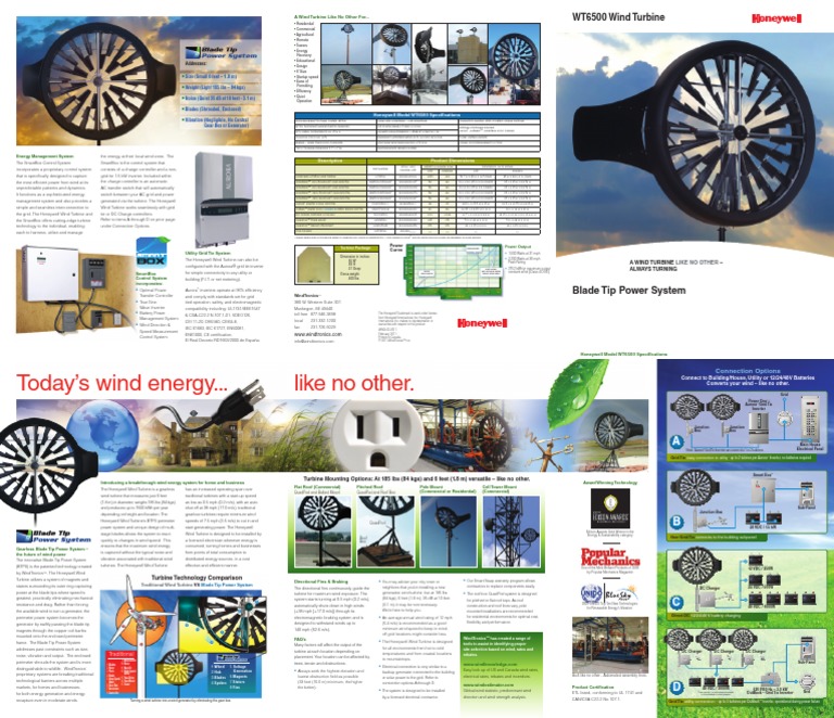 Honeywell Wind Turbine System PDF | PDF | Wind Power | Wind Turbine