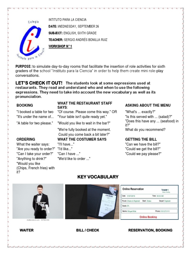 Workshop 1 | PDF | Waiting Staff | Restaurants