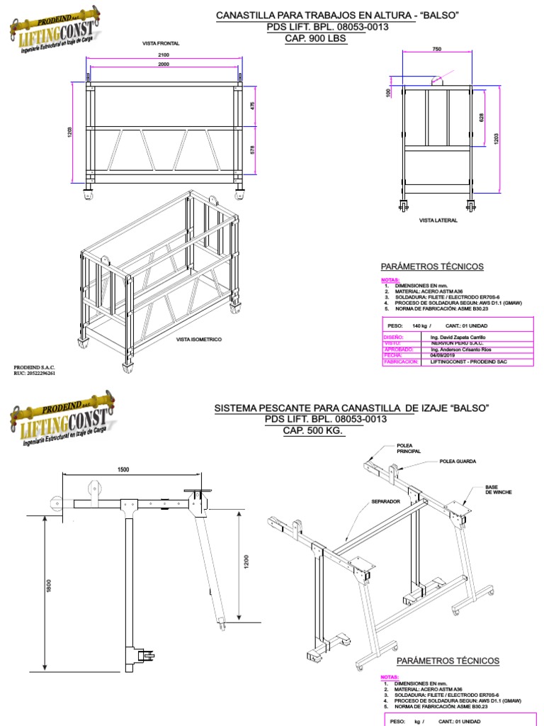 Ficha Tecnica de Balso de Izaje | PDF | Soldadura | Construcción