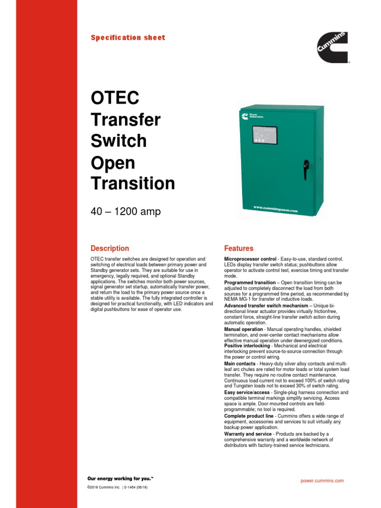 Ats Cummins Otec 150 | PDF | Relay | Switch