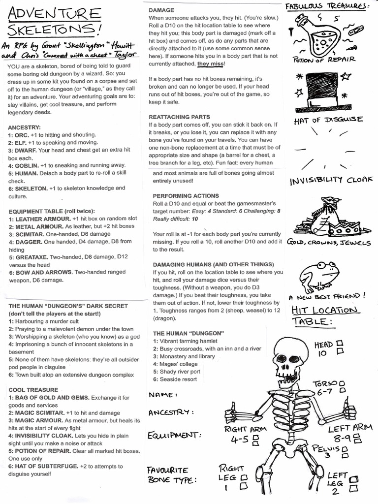 Adventure Skeletons One-Page | PDF