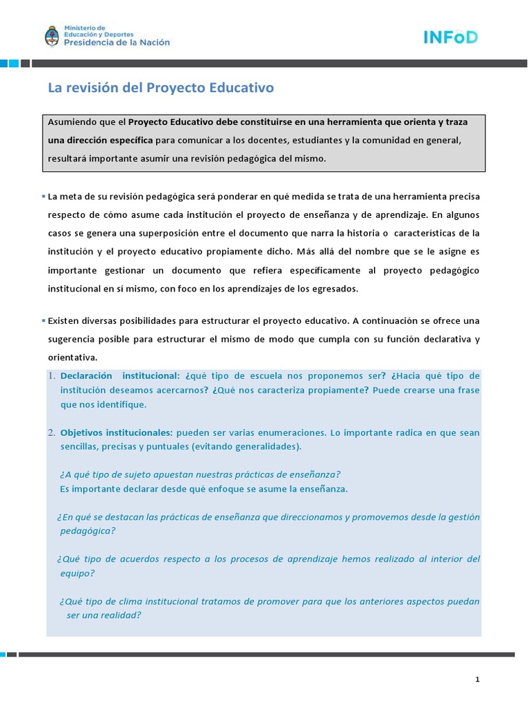 Revisión del Proyecto Educativo | PDF | Maestros | Modificación de ...