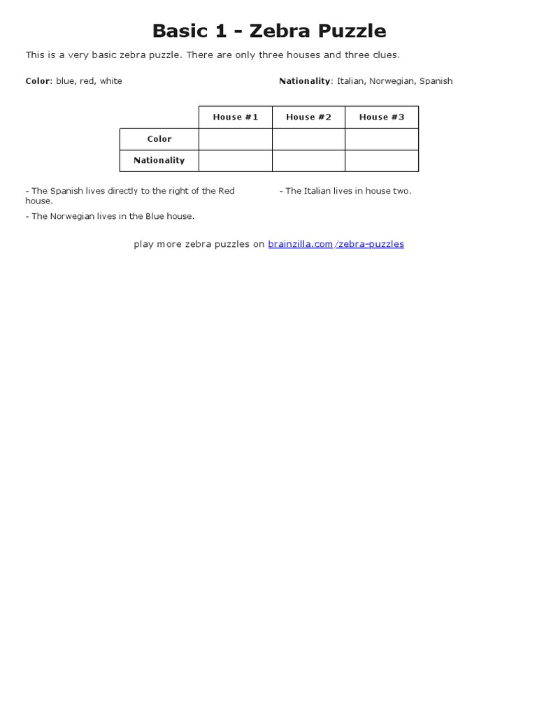 Zebra Puzzle Guide | PDF | Volleyball | Sports
