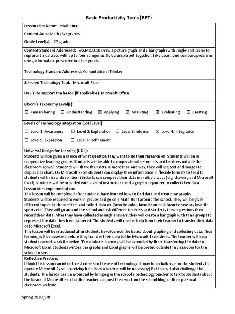 Basic Productivity Tools Lesson Plan | PDF | Teachers | Cognitive Science