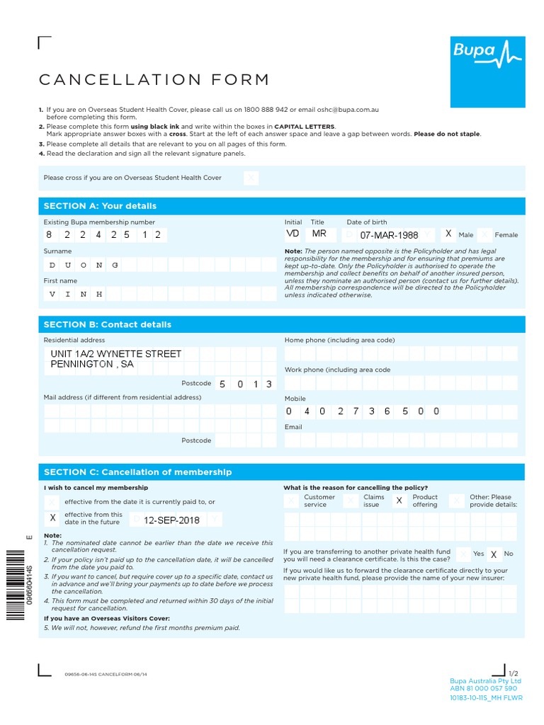 Cancellation Form Refund Request | PDF | Insurance | Personally ...